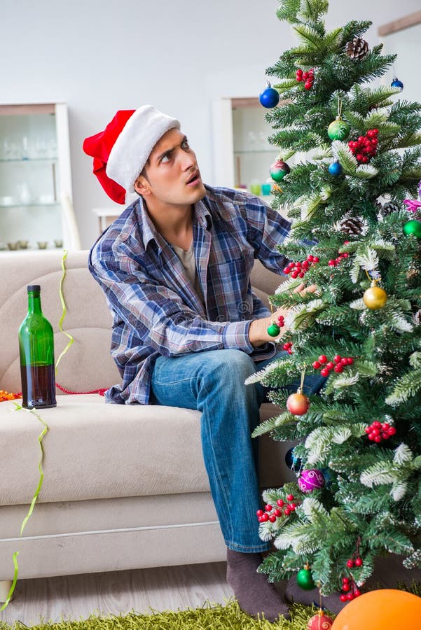 The Man Having Hangover after Christmas Party Stock Photo - Image of ...