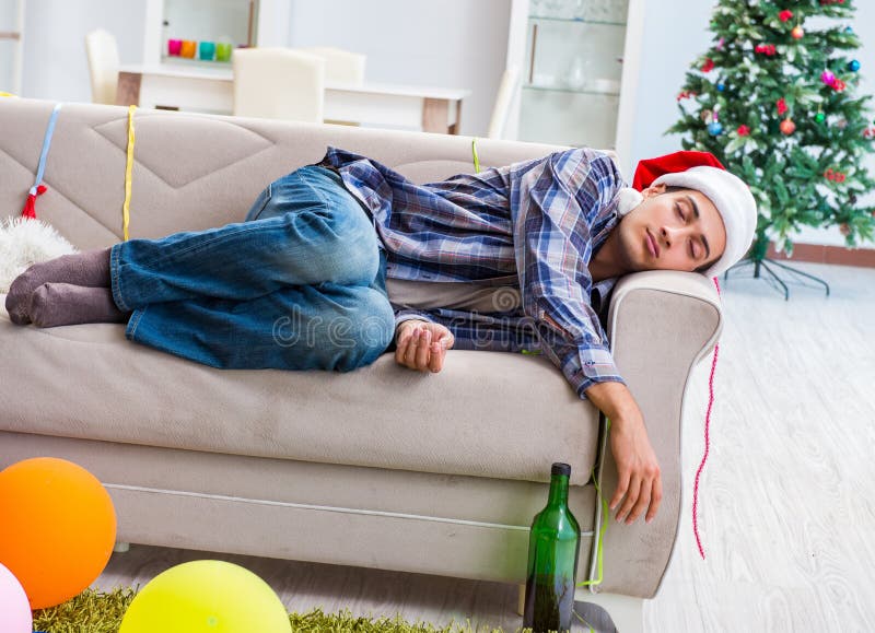 Man Having Hangover after Christmas Party Stock Image - Image of ...