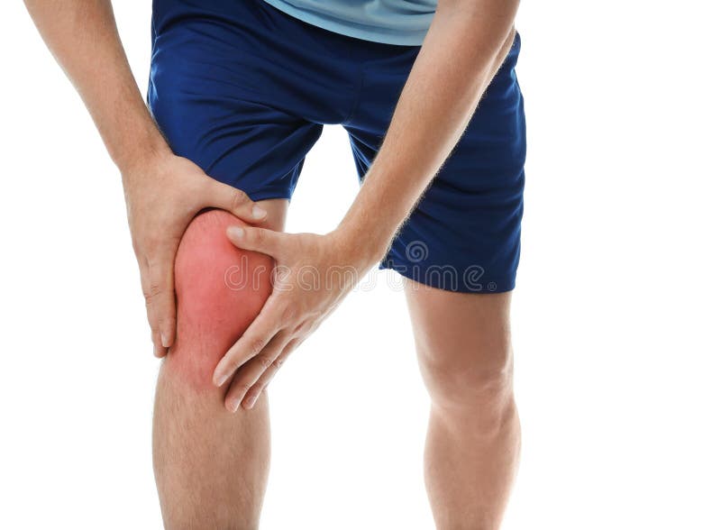 Man Having Knee Problems on White Background Stock Photo - Image of ...