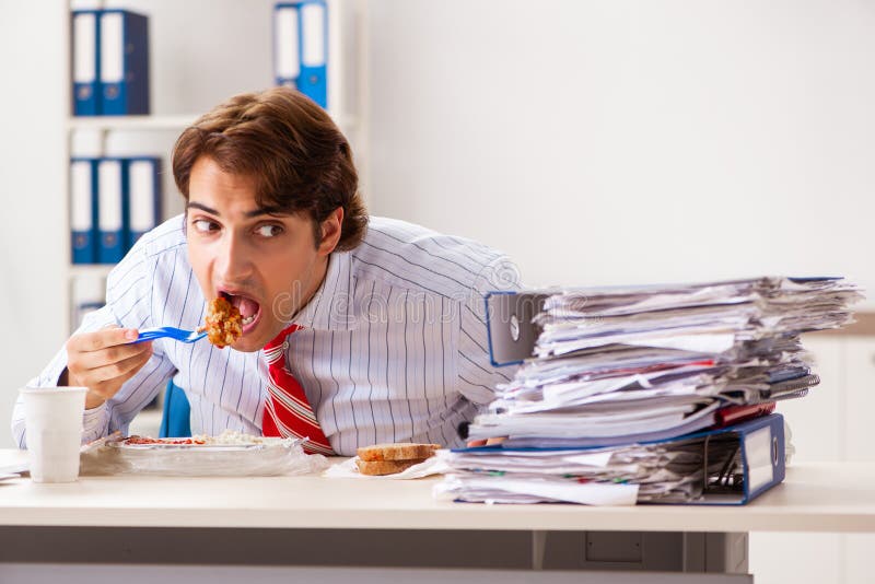 The Man Having Meal at Work during Break Stock Photo - Image of break ...