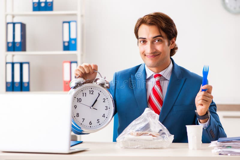 The Man Having Meal at Work during Break Stock Image - Image of dinner ...