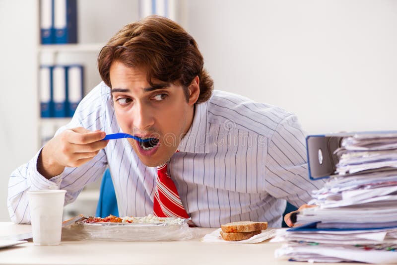 The Man Having Meal at Work during Break Stock Image - Image of break ...