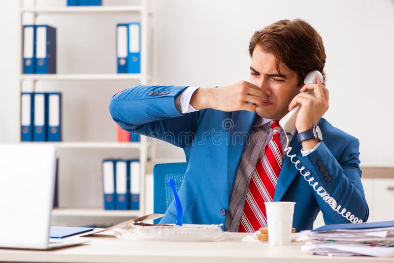 The Man Having Meal at Work during Break Stock Image - Image of sitting ...