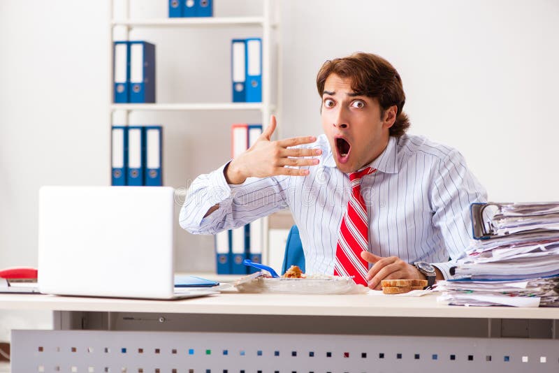 The Man Having Meal at Work during Break Stock Image - Image of lunch ...