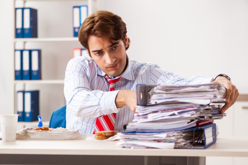 The Man Having Meal at Work during Break Stock Image - Image of busy ...