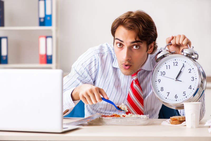 The Man Having Meal at Work during Break Stock Photo - Image of dinner ...