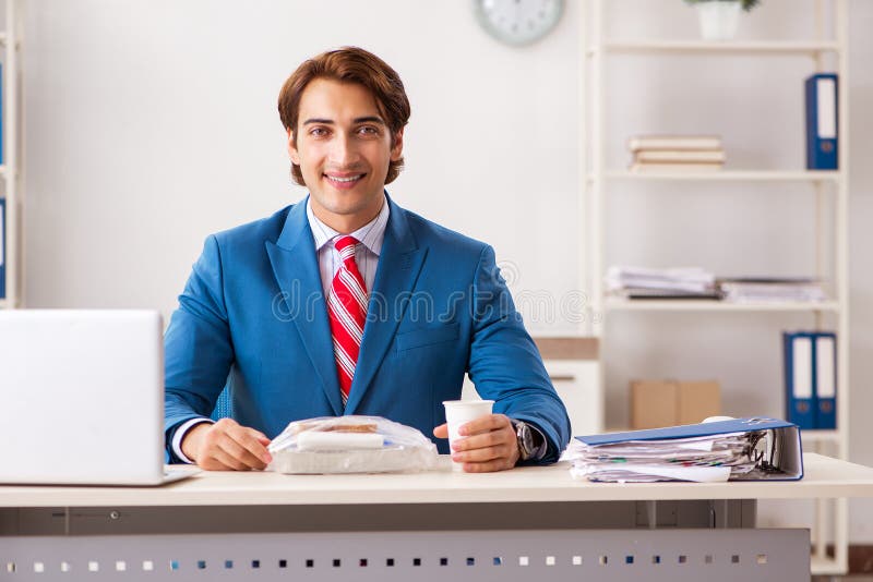 The Man Having Meal at Work during Break Stock Image - Image of manager ...