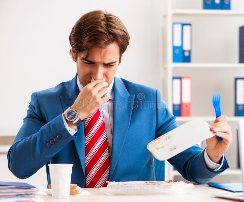 Man Having Meal at Work during Break Stock Photo - Image of healthy ...