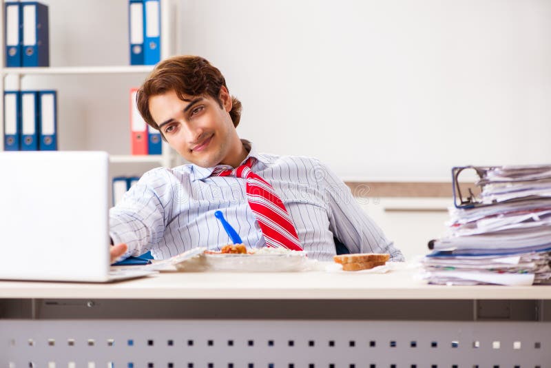 The Man Having Meal at Work during Break Stock Image - Image of break ...
