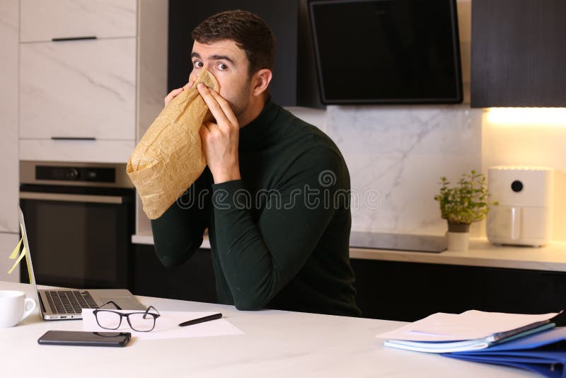 Man Having a Mental Breakdown while Working from Home Stock Image ...