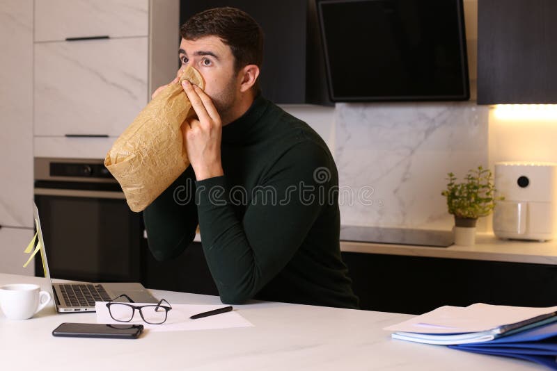 Man Having a Mental Breakdown while Working from Home Stock Image ...