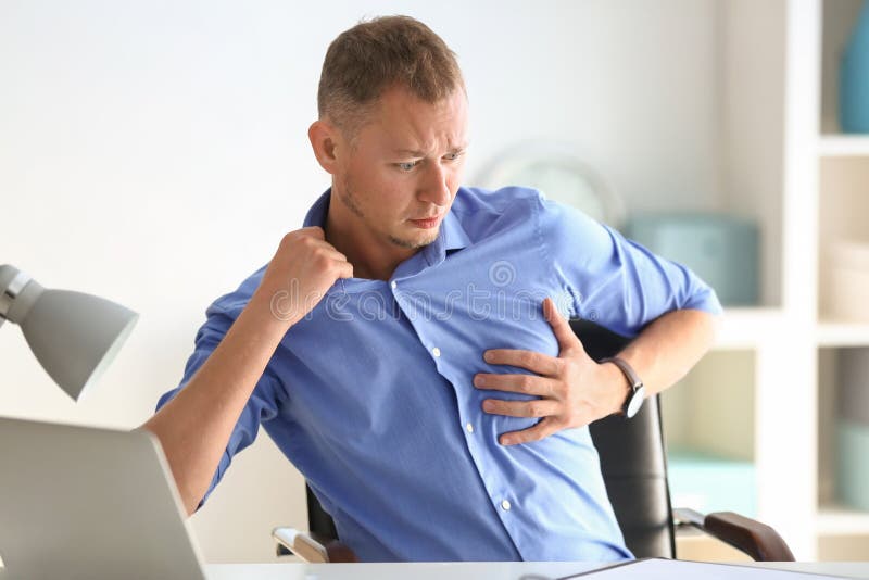 Man Having Panic Attack at Workplace in Office Stock Image - Image of ...