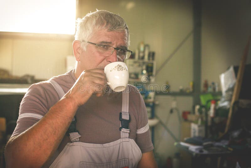 Man Having Pause after Work. Stock Image - Image of retirement, hair ...
