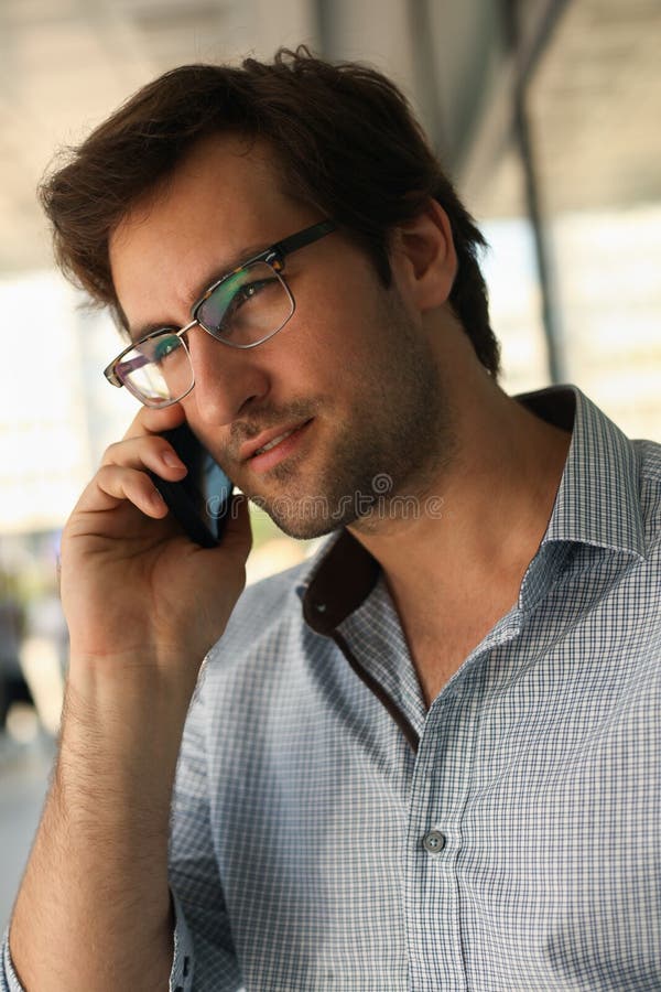Man Having Phone Conversation Stock Image - Image of beauty, cheerful ...