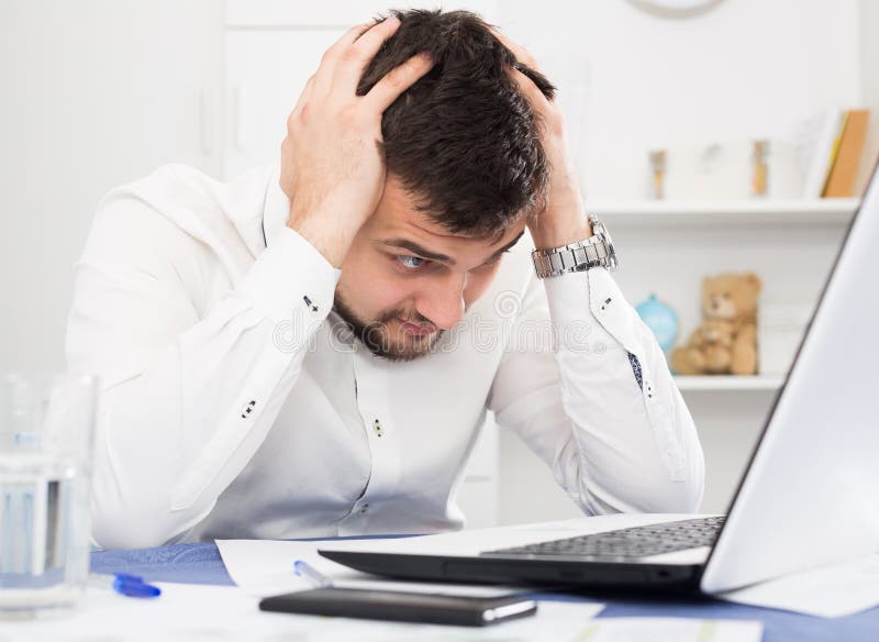 Man Having Problem in Office Stock Image - Image of office, manager ...
