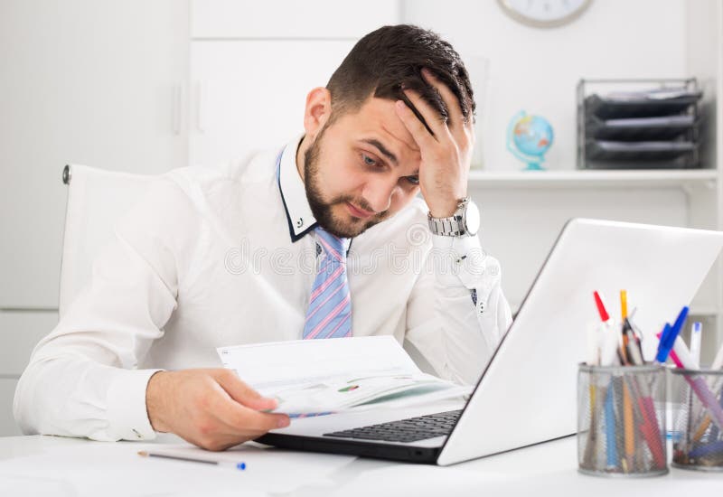 Man Having Problem in Office Stock Photo - Image of desk, employee ...
