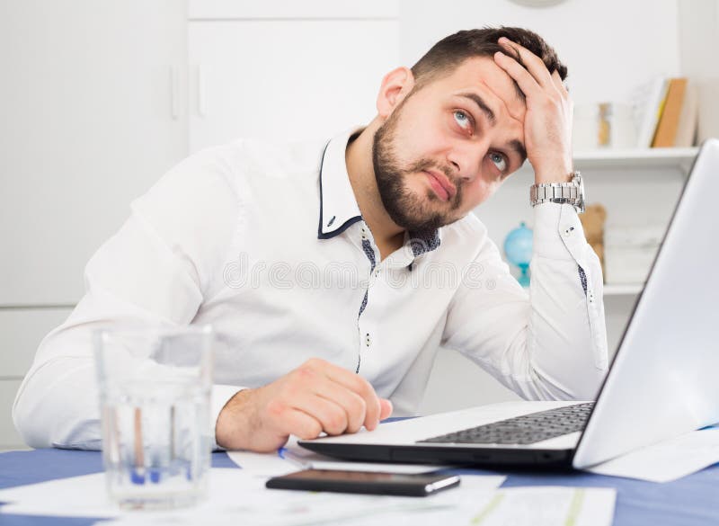 Man Having Problem in Office Stock Photo - Image of desk, brainstorming ...