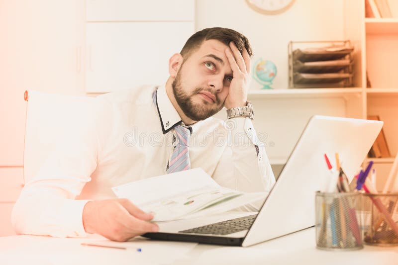 Man Having Problem in Office Stock Photo - Image of problems, project ...