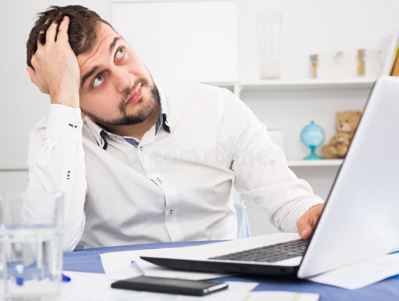Man Having Problem in Office Stock Image - Image of male, problem ...