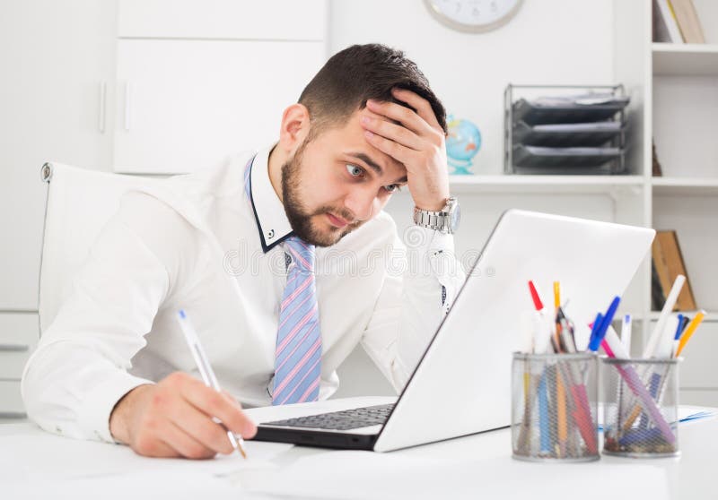 Man Having Problem in Office Stock Image - Image of desk, person: 93906073