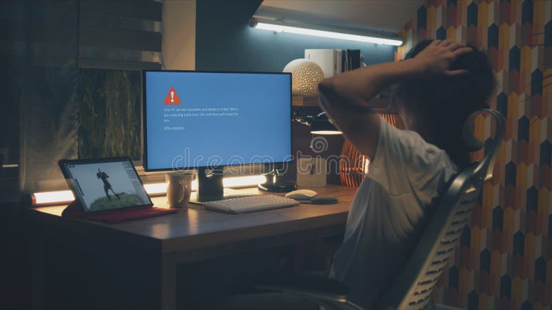 Man Having Problem with Pc during Work Stock Photo - Image of create ...