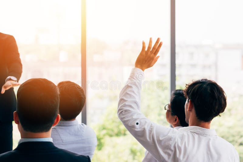 Business Man Asking A Question During Meeting Stock Photo - Image of ...