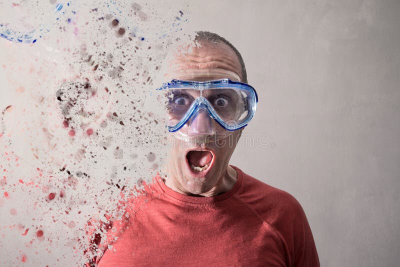 Man Having a Scuba Mask Dissolve Stock Photo - Image of shatter, effect ...
