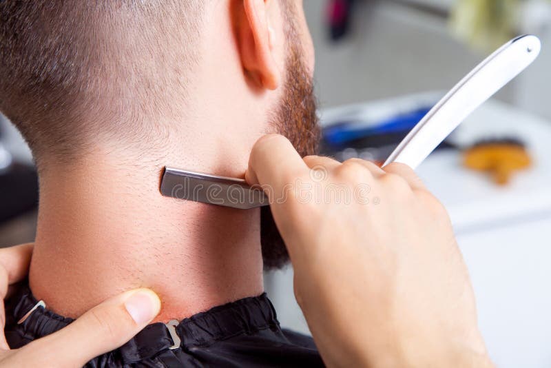 Man Having a Shave at the Barber Shop. Stock Photo - Image of classic ...