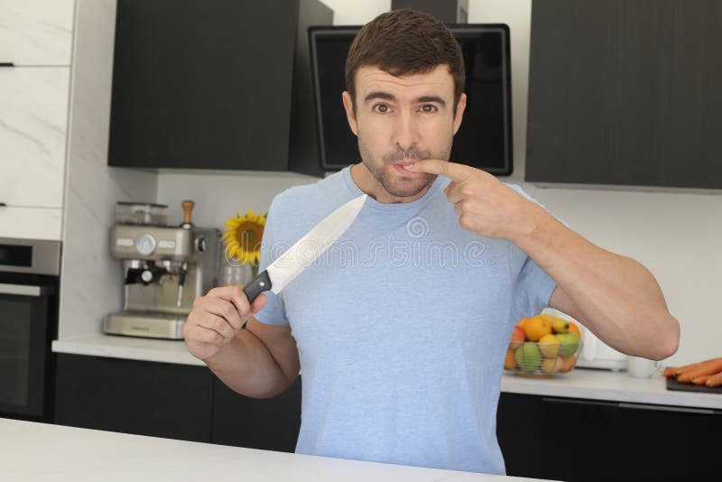 Man Having a Small Accident in the Kitchen Stock Photo - Image of male ...