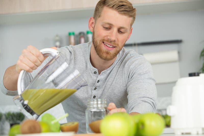Man Having Table Full Organic Juice Stock Photo - Image of beverages ...