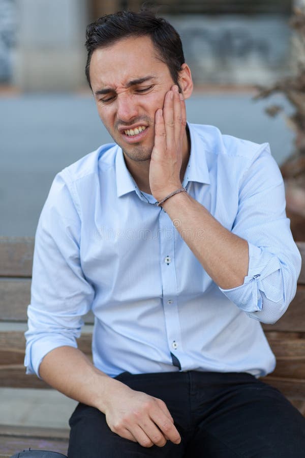 Man Having Toothache Outside Stock Image - Image of problem, beautiful ...