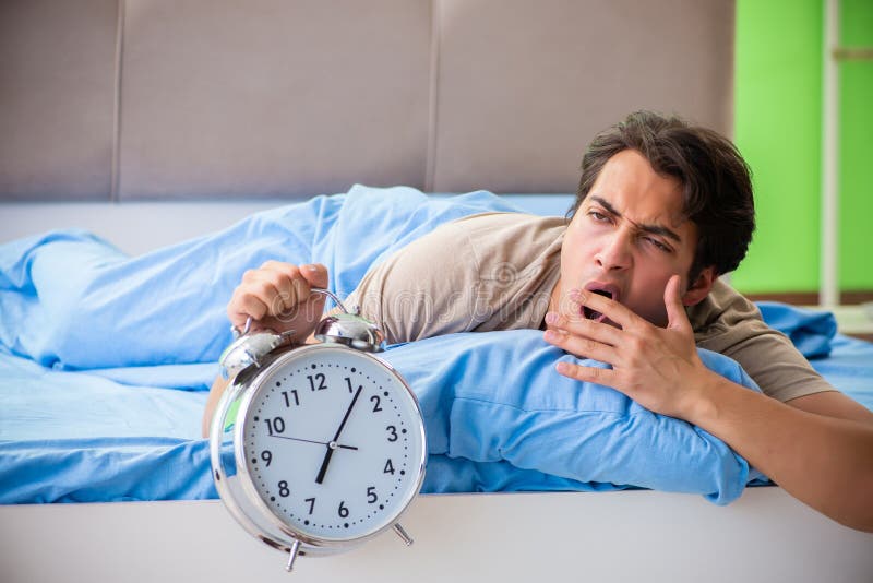 The Man Having Trouble with His Sleep Stock Image - Image of missing ...