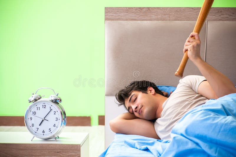 The Man Having Trouble with His Sleep Stock Image - Image of insomnia ...