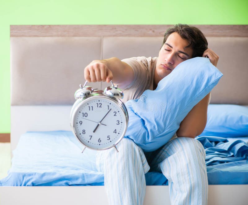 Man Having Trouble with His Sleep Stock Image - Image of lying ...