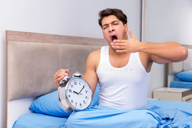 The Man Having Trouble Waking Up in Morning Stock Image - Image of ...