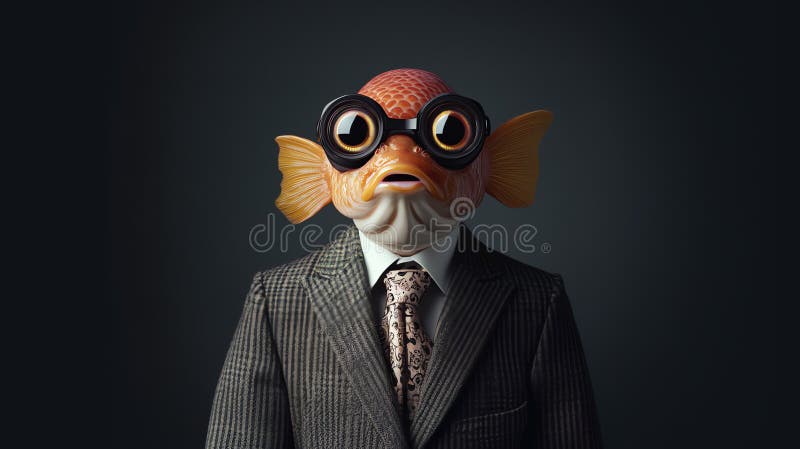 Man with Hawaiian Fish Head, AI Generated Stock Illustration ...