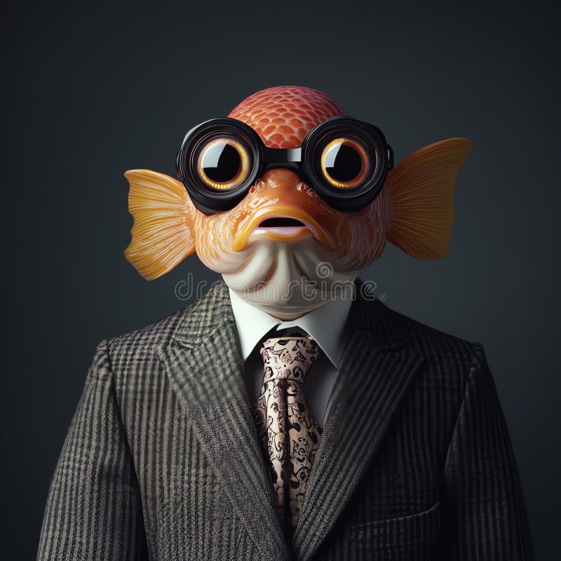 Man with Hawaiian Fish Head, AI Generated Stock Illustration ...