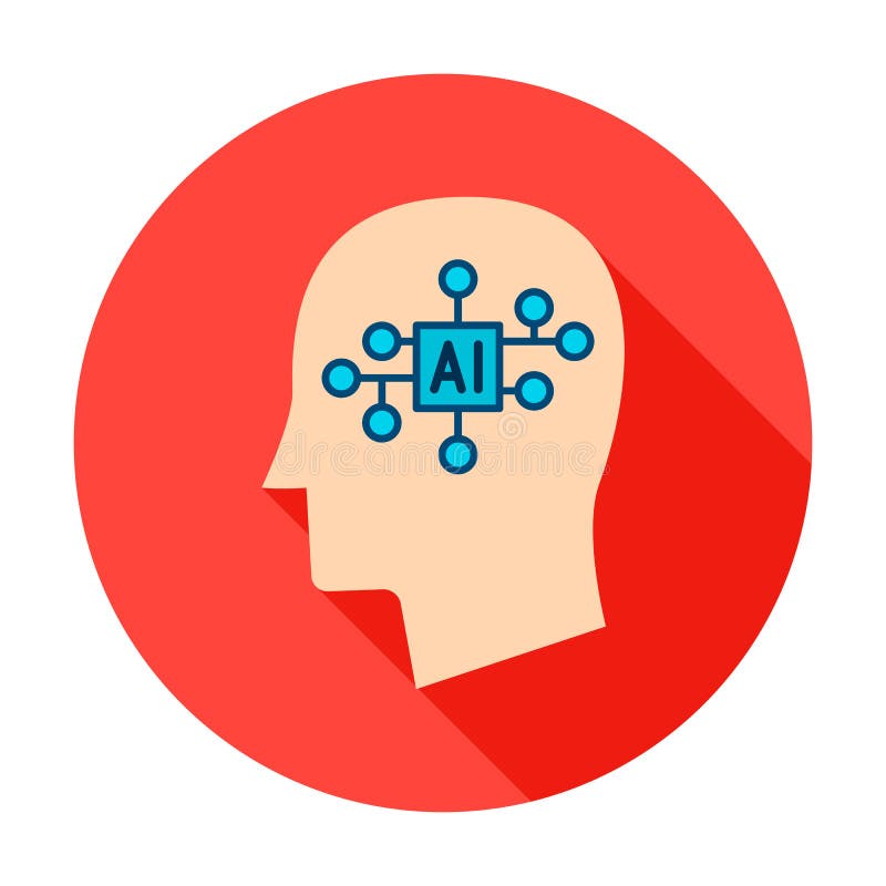 Man Head AI Circle Icon stock vector. Illustration of intelligence ...