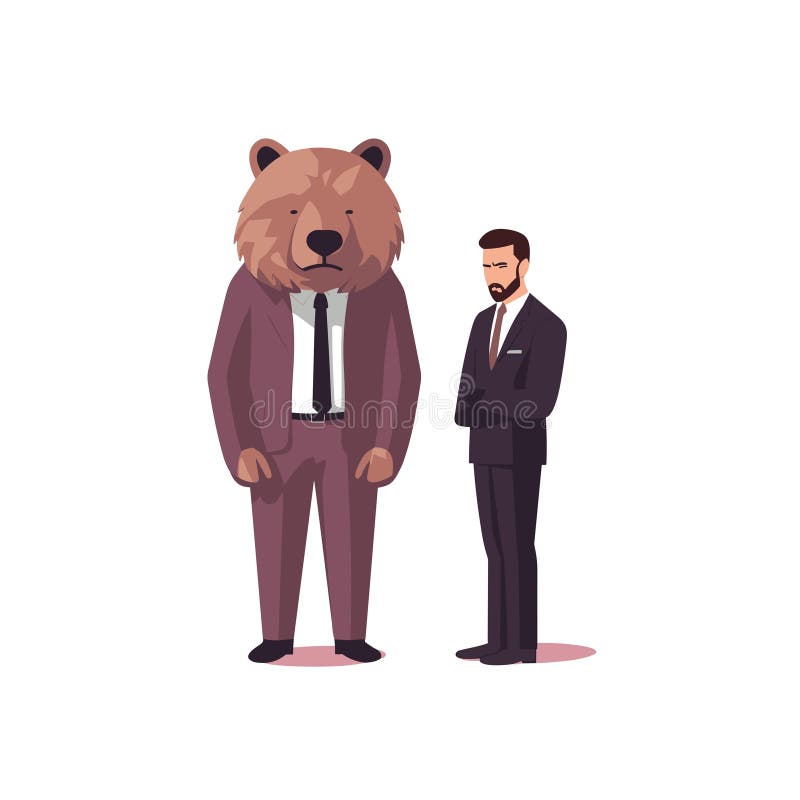 Man with Head of Bear in Suit Vector Flat Isolated Illustration Stock ...