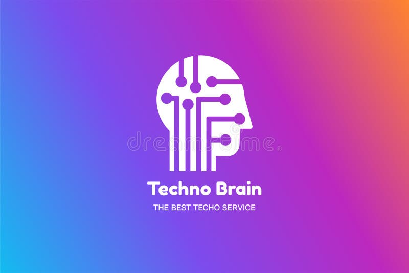 Man Head and Chip Techno Brain Multimedia Logo Stock Illustration ...