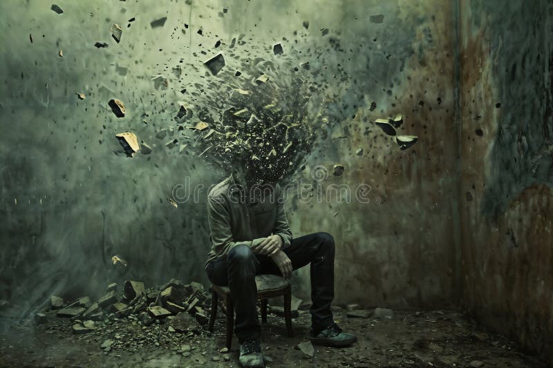 Man with Head Exploding. Mental Issues Concept Stock Illustration ...