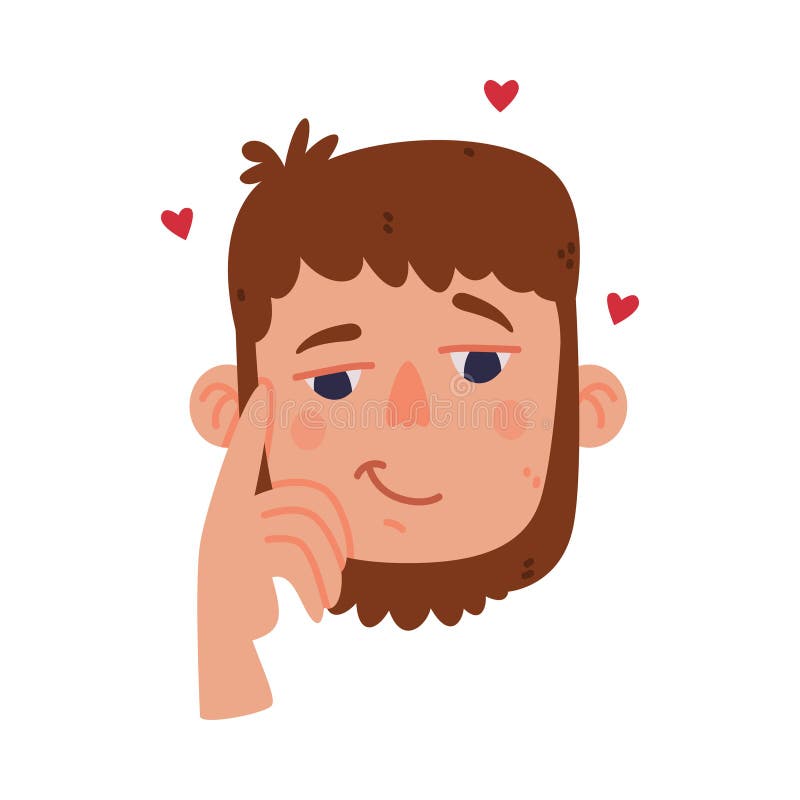 Man Head and Face with Affection Emotion and Hand Gesture Vector ...