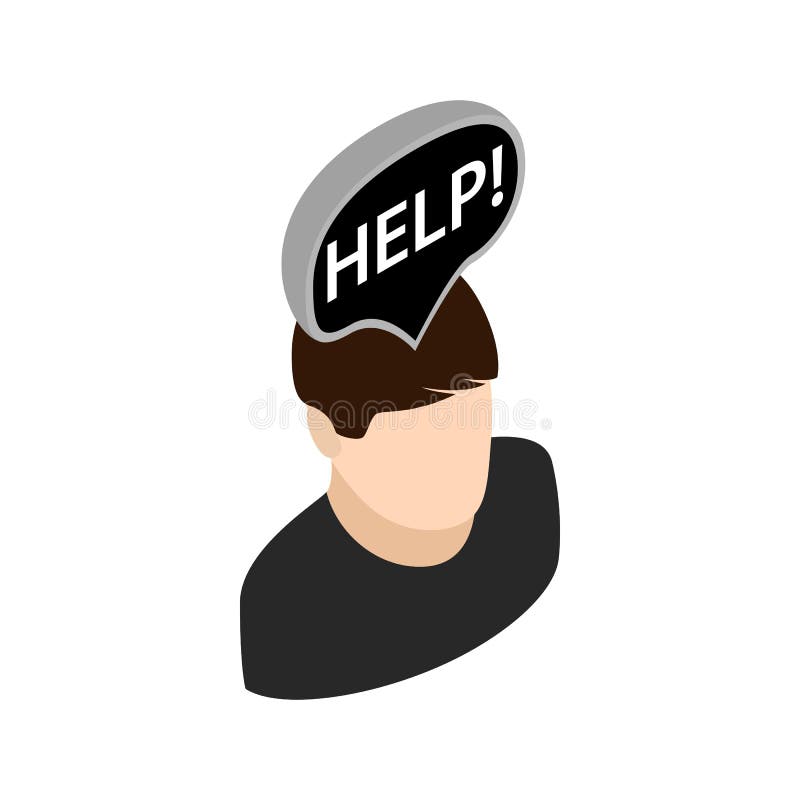 Man Head With Help Sign Icon, Isometric 3d Style Stock Vector ...