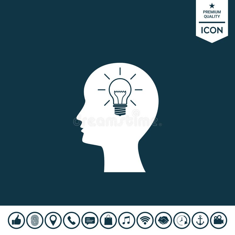 Man Silhouette with Light Bulb - New Ideas. Icon Stock Vector ...