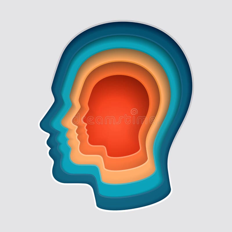 Man Head Mind Thinking Symbol Paper Cut Vector Stock Vector ...