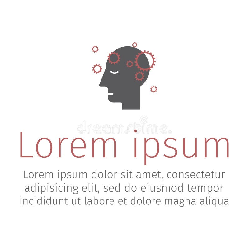 Man Head Mind Thinking Vector Icon. Psychology. Gear in the Head Stock ...