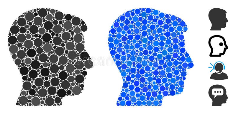 Man Head Mosaic Icon of Circles Stock Illustration - Illustration of ...