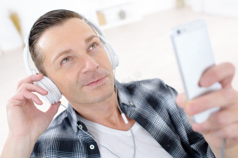 Man with head phones stock photo. Image of expressing - 261514106