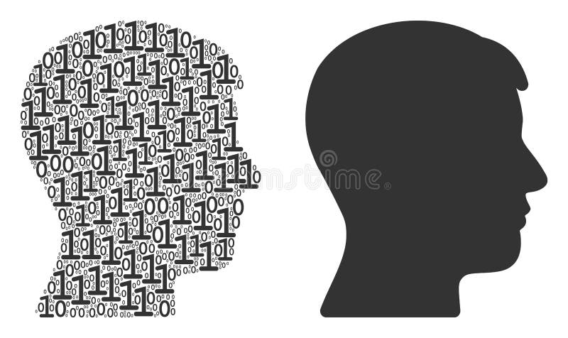 Man Head Profile Composition of Binary Digits Stock Vector ...