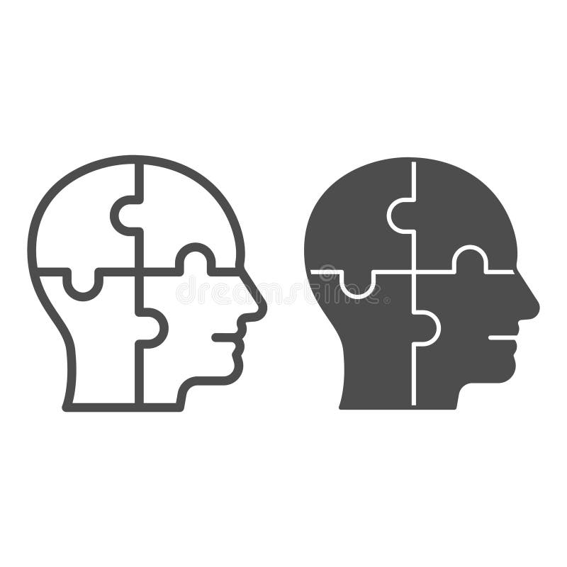 Man Head Puzzle Line and Solid Icon, Family Psychology Concept. Vector ...